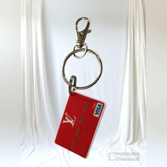 Vintage | Accessories | Red Credit Card Keychain Design Diy Made Out Of ...